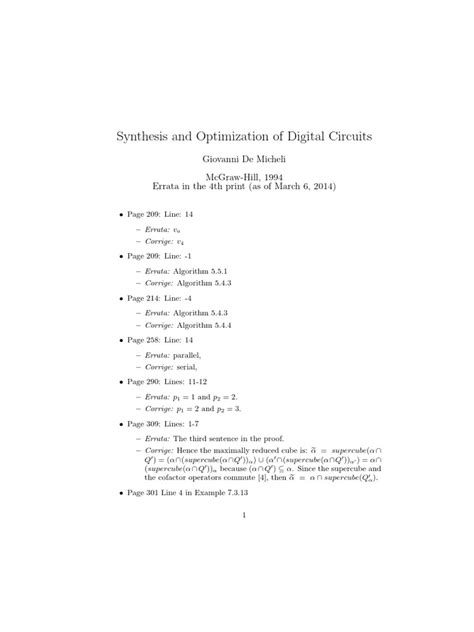 Synthesis And Optimization Of Digital Circuits Pdf Teaching Methods