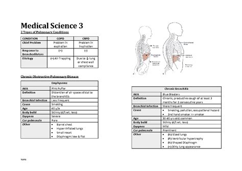 Pulmonary Disease Page 1 10 Medical Science 3 2 Types Of Pulmonary Conditions Condition Copd