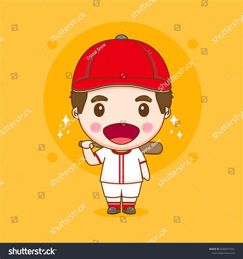Cute Baseball Player Chibi Character Illustration Stock Vector Royalty