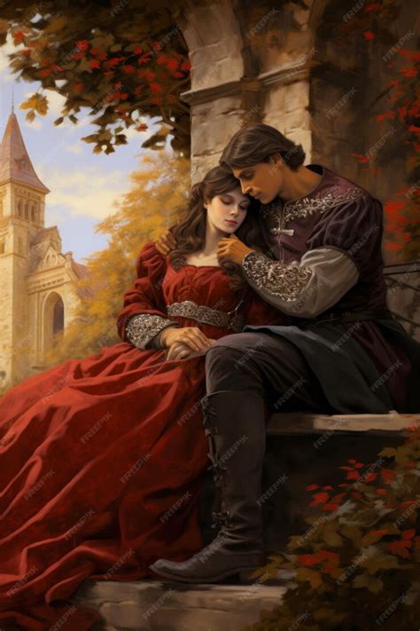 Premium Photo Couple Of Lovers In Medieval Attire Hugging In Castle