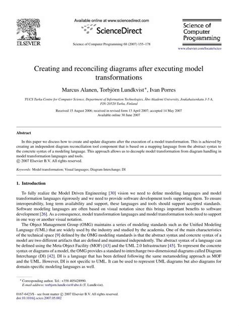 Pdf Creating And Reconciling Diagrams After Executing Model