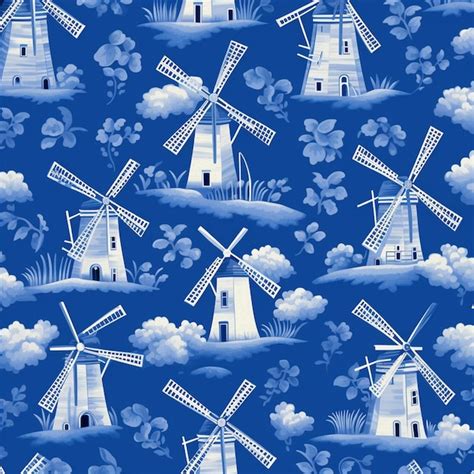 Premium Photo A European Windmill Background Seamless Pattern
