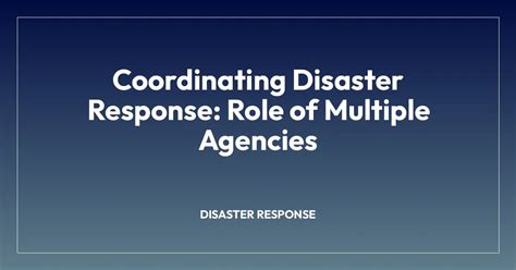 Coordinating Disaster Response Role Of Multiple Agencies • Disaster Shiksha