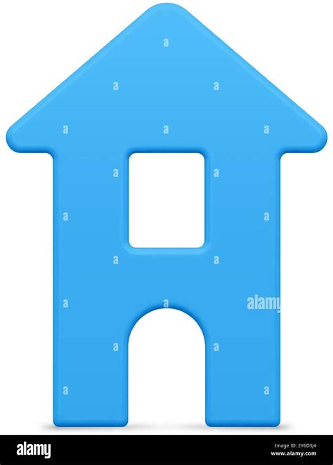 Classic Blue Realistic Countryside House With Window And Triangle Roof
