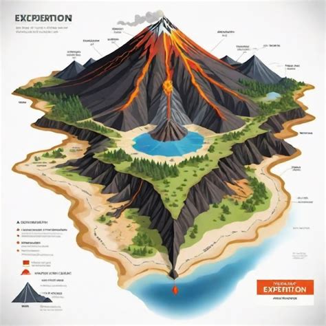 Volcano Expedition Map Detailed Vector Set Premium Ai Generated Vector