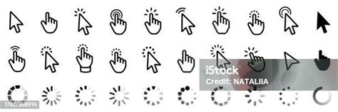 Computer Mouse Click Cursor Load Symbol Pointer Cursor And Loading Icon Cursors Icons Click Set