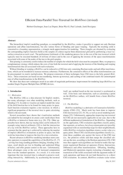 pdf efﬁcient data parallel tree traversal for blobtrees revised