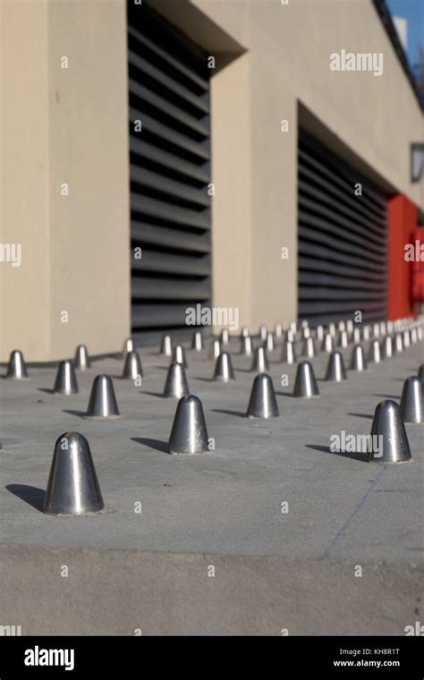 Anti Homeless Spikes And Rough Surfaces Installed In A Luxury Housing Complex To Deter Homeless
