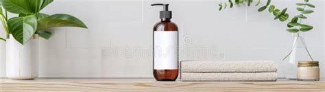 Sleek Product Label On Stylish Bottle Perfect For Personal Care Products Product Mockup Stock