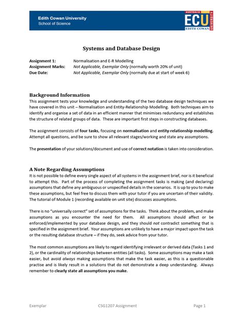 Sdd Assignment Exemplar Brief Pdf Databases Database Design