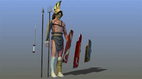 3d Model Roman Gladiator Myrmillo Vr Ar Low Poly Cgtrader