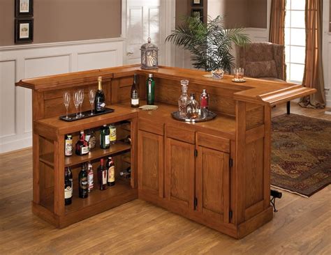 Classic Oak 3 Piece Bar Unit In Medium Oak Finish By Hillsdale
