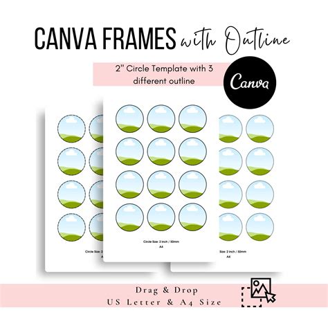 2 Inch Circle Template Bundle Canva Editable Tags Label Template 85 X 11 Inch A4 Frame Mockup