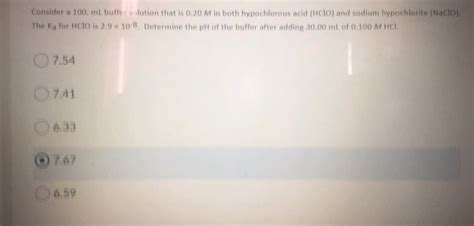 Solved Consider A 100 Ml Buffer Solution That Is 020 M In