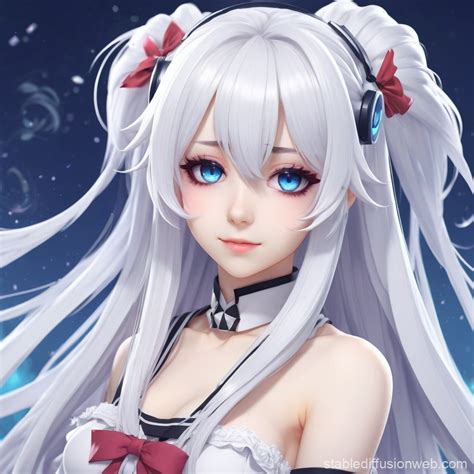 Vtuber With Cool White Hair Stable Diffusion Online