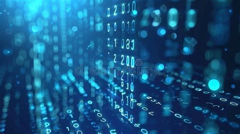 Abstract Blue Binary Code Background With Glowing Digits Digital Technology Concept Stock