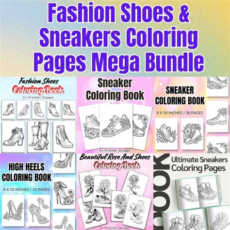 Fashion Shoes And Sneakers Coloring Pages Bundle High Heels Sneakers