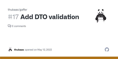 Add Dto Validation · Issue 17 · Thubaasgaffer · Github