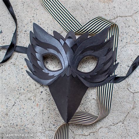 Black Paper Raven Mask For Halloween Lia Griffith