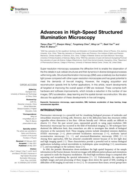 Pdf Advances In High Speed Structured Illumination Microscopy