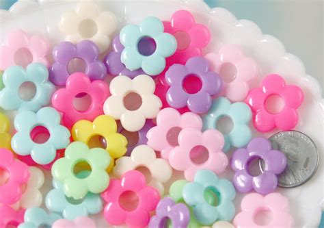 Flower Beads 18mm Pastel Outline Flower Frame Plastic Acrylic Or Res