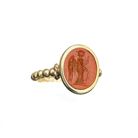 Genuine Roman Intaglio 1st 2nd Cent Ad 18 Kt Gold Ring Depicting