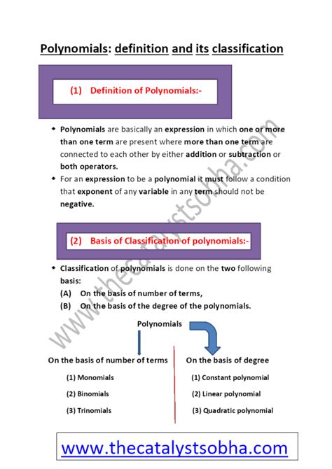 Polynomials Definition And Its Classification The Catalyst Sobha
