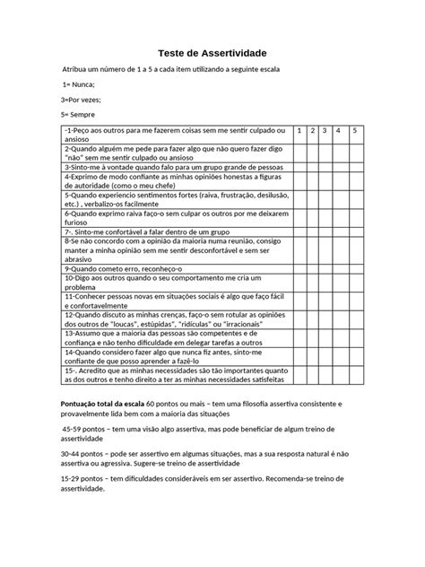 Teste De Assertividade Pdf