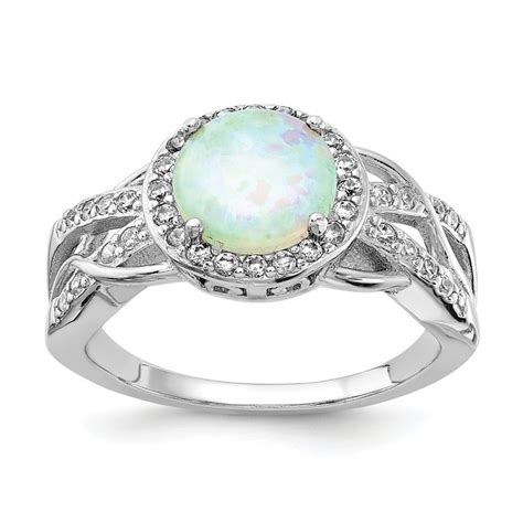 Cheryl M Sterling Silver Rhodium Plated Cabochon Lab Created Opal And
