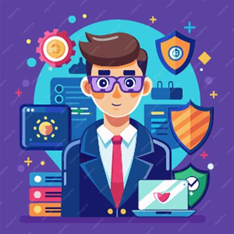 Information Security Analyst Vector Character Flat Style Illustration