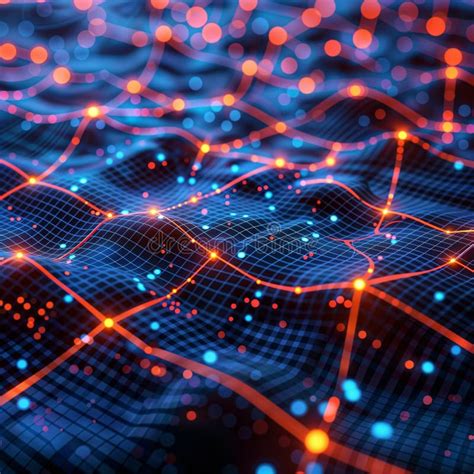 Vibrant Digital Network With Glowing Nodes And Connections Generative Ai Stock Illustration