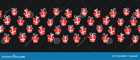 Cute Seamless Border With Christmas Ts Stock Vector Illustration Of Dividers Cute 194543085