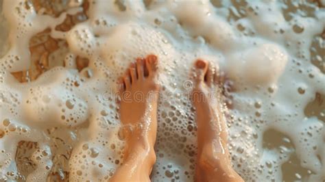 Closeup Of Feet Underwater In Foamfilled Bathtub Stock Illustration Illustration Of House