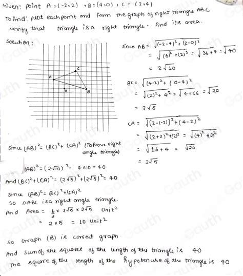 Solved Plot Each Point And Form The Right Triangle Abc Verify That