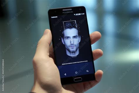 Face Detection Technology Hand Holding Smartphone Facial Recognition