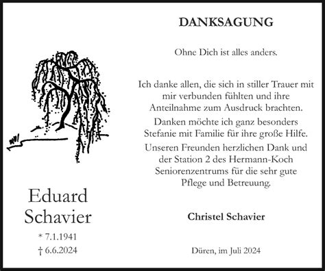 Traueranzeigen Von Eduard Schavier Aachen Gedenkt