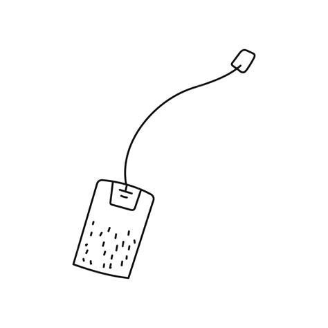 Teebeutel Mit Doodlestyle Label Auf Weißem Hintergrund Premium Vektor