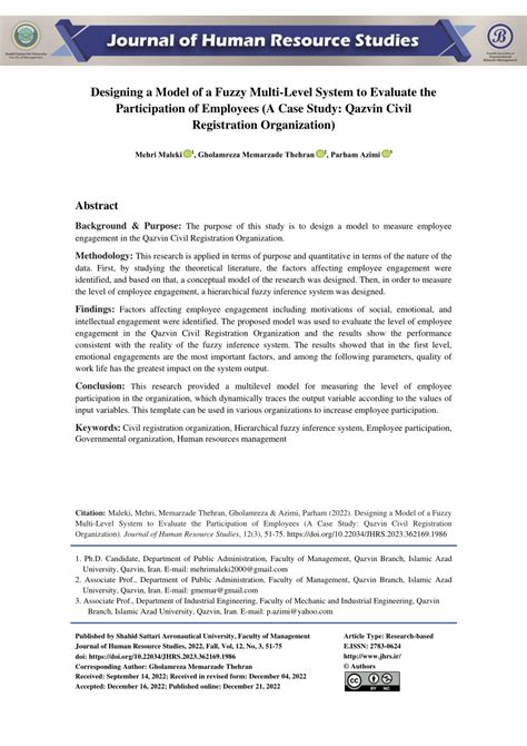 Pdf Designing A Model Of A Fuzzy Multi Level System To Evaluate The