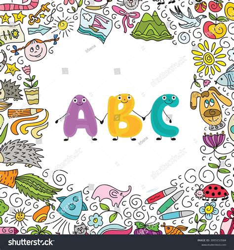 Cute Cartoon Abc Vector Illustration Stock Vector Royalty Free 2055153584 Shutterstock