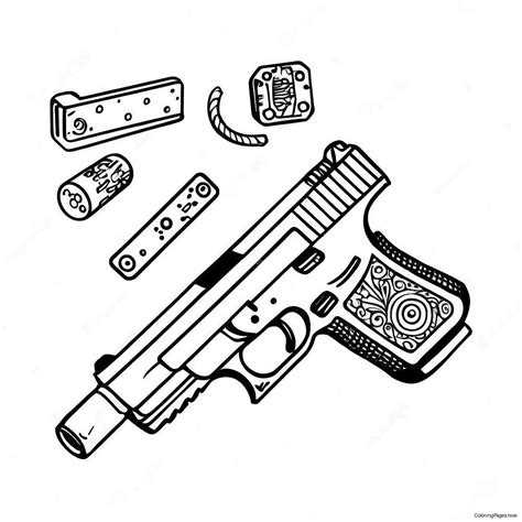 Glock Pistol With Accessories Coloring Page 45704 36495