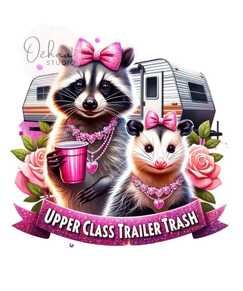 Upper Class Trailer Trash Png Funny Raccoon And Opossum Clipart