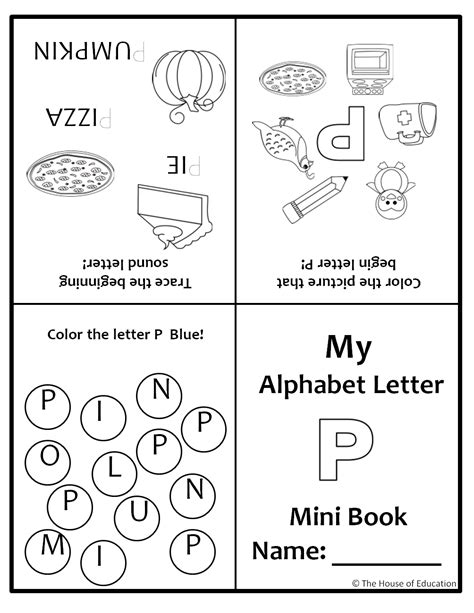 Alphabet Uppercase Letter P Mini Bookfoldable Mini Book Teaching