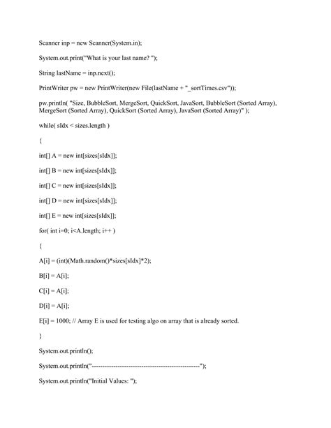 Please Help Finish Sorting Methods Import Java Util Arrays Import Japdf