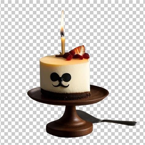 Premium Psd Moustache And Lit Candle On A Cheesecake