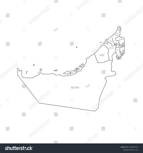 United Arab Emirates Political Map Administrative Stock Vector Royalty