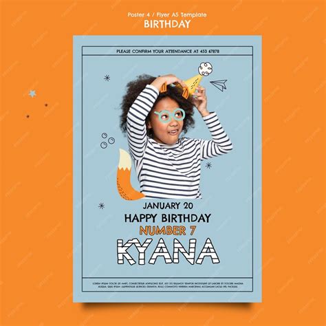 Free Psd Flat Design Birthday Celebration Poster Template