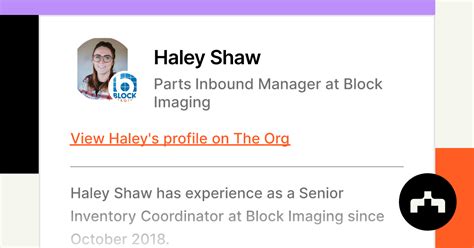 Haley Shaw Parts Inbound Manager At Block Imaging The Org