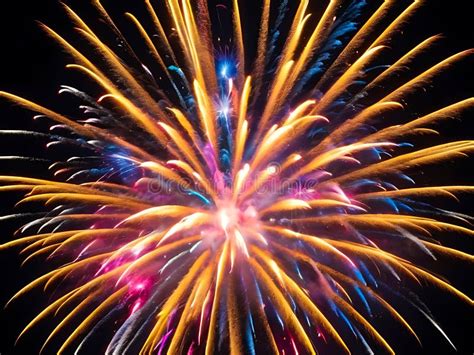 Exploding Firework Display At Night For Celebration Generative Ai Stock Illustration Exploding Firework Display At Night For Celebration Generative Ai Stock Illustration