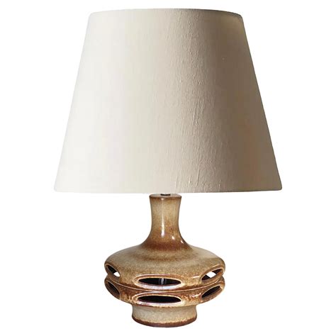 Table Lamp In Ceramic Brown Color France 1970 Signed At 1stdibs