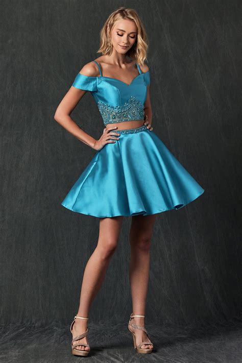 Turquoise Juliet 790 Two Piece Short Homecoming Cocktail Dress